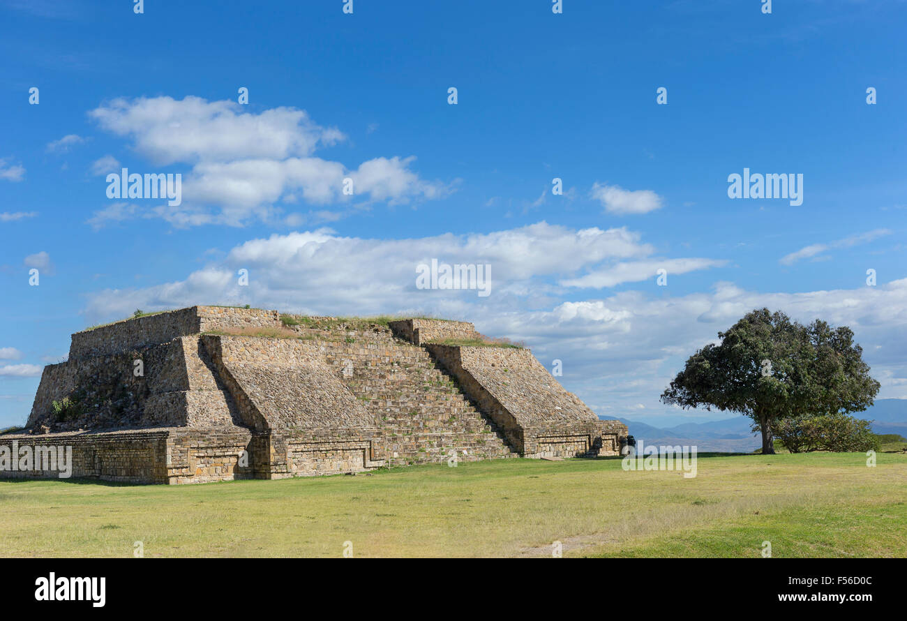 A pyramid at Monte Alban archaeological site located near Oaxaca city ...