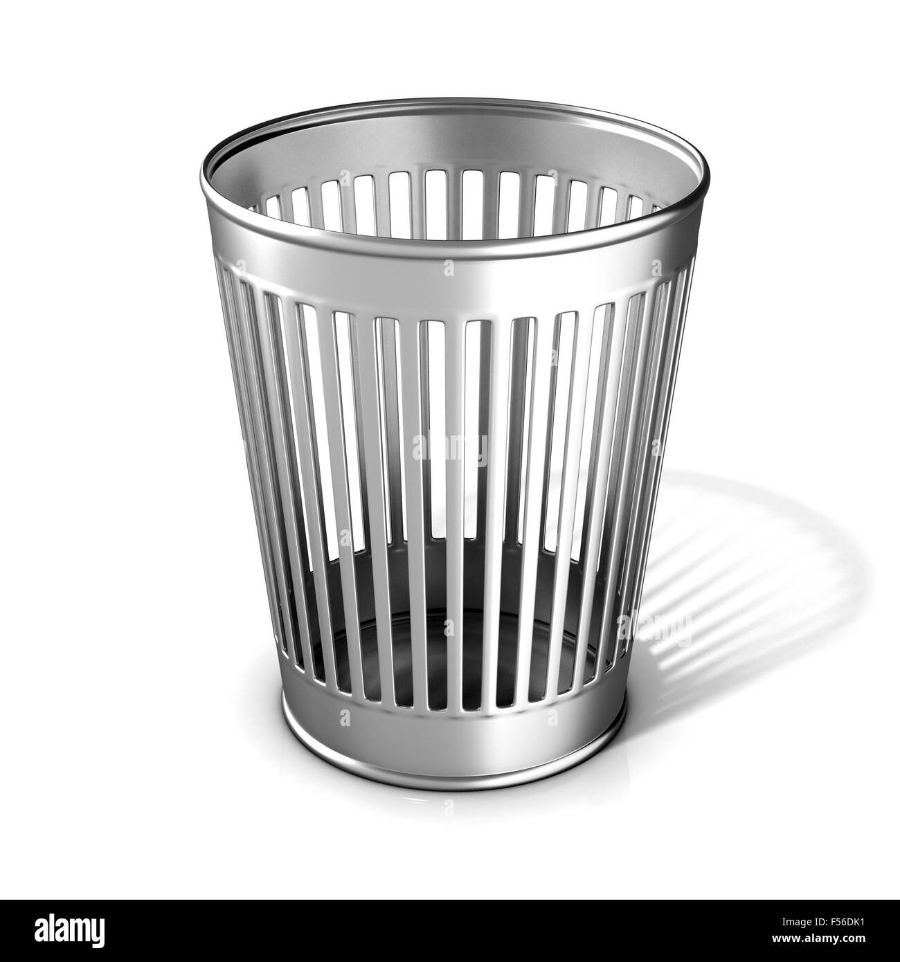 Empty metal trash bin isolated on white background Stock Photo - Alamy