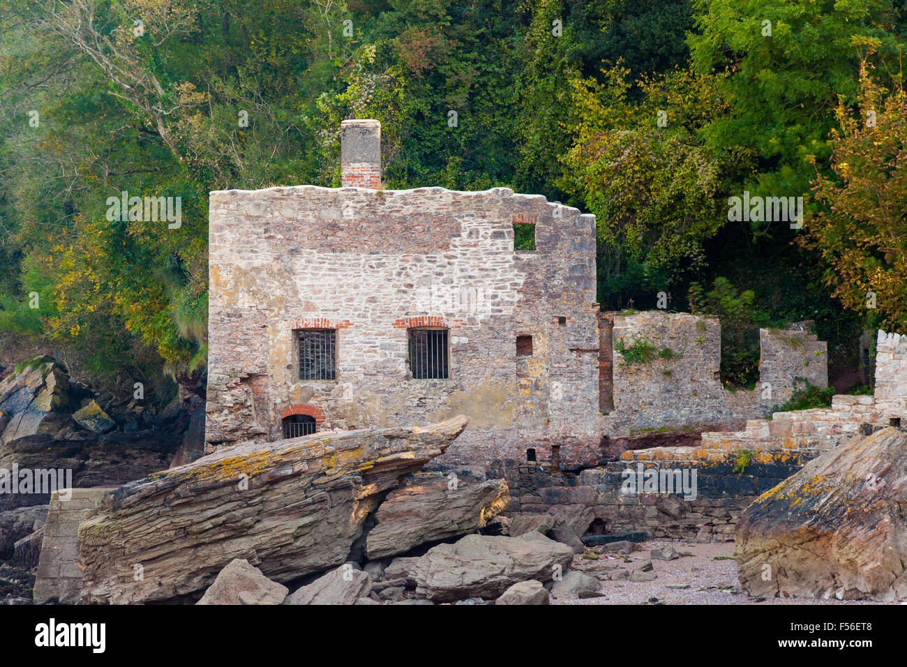 The ruins of Lord Churston's Bath House at Elberry Cove Brixham Devon ...