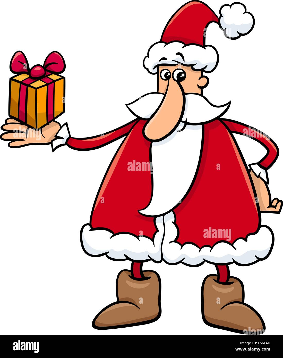 Cartoon Illustration of Santa Claus with Christmas Gift Stock Vector ...