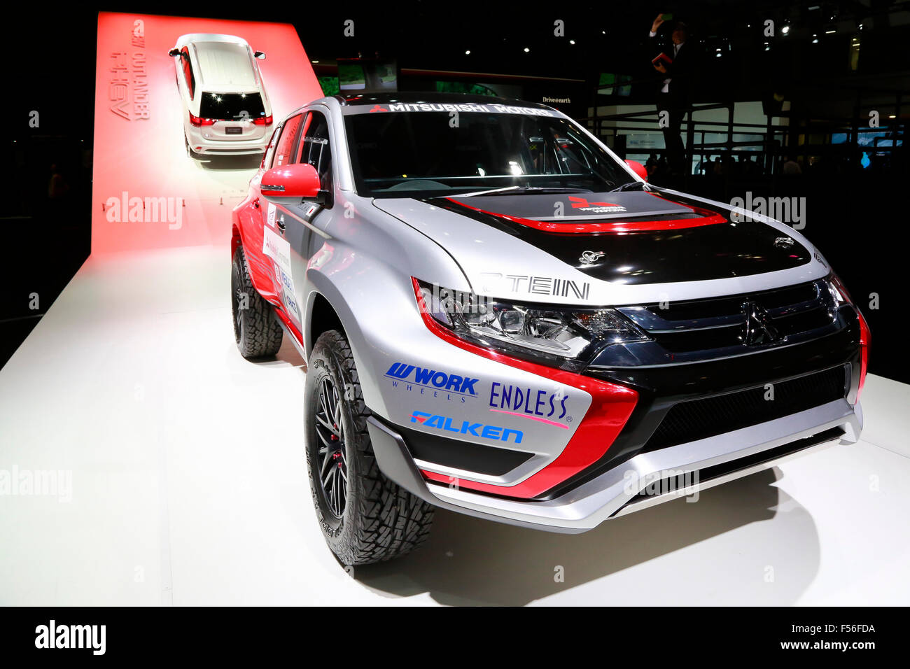The new MITSUBISHI OUTLANDER PHEV car on display during the 44th Tokyo ...