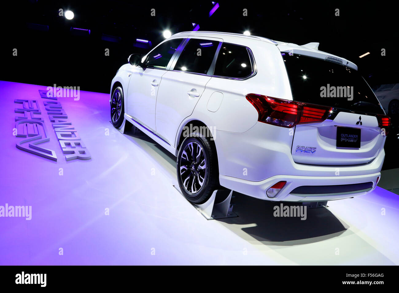 The new MITSUBISHI OUTLANDER PHEV car on display during the 44th Tokyo ...