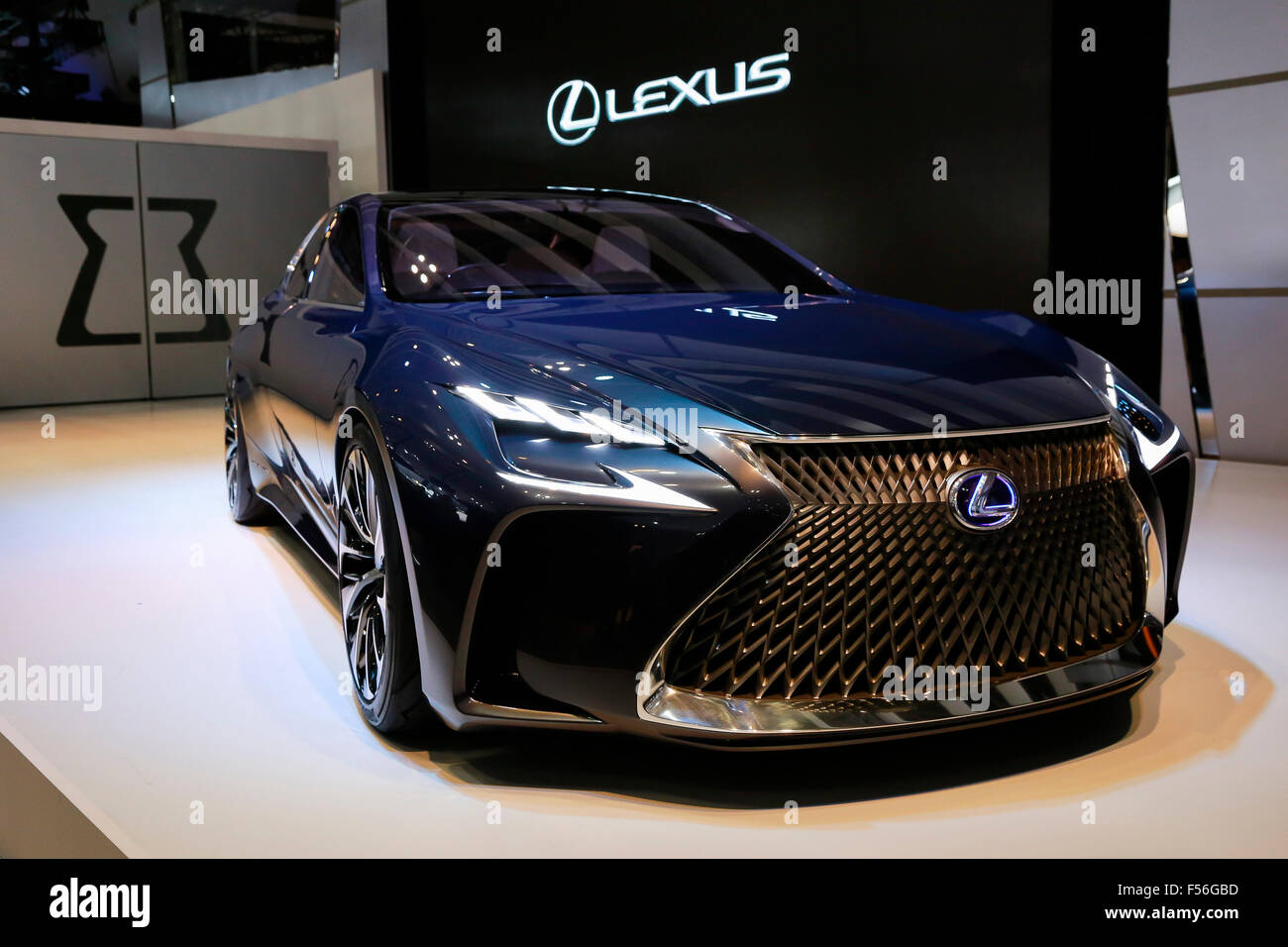The new LEXUS GS F car on display during the 44th Tokyo Motor Show 2015 ...