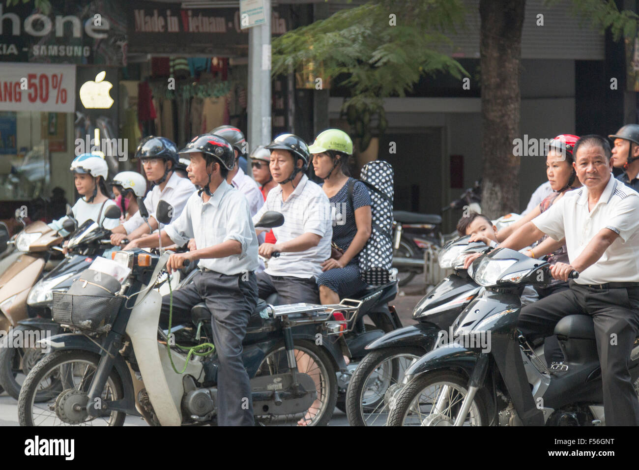 Hanoi,Vietnam, rush hour as vietnamese predominantly men make their way ...