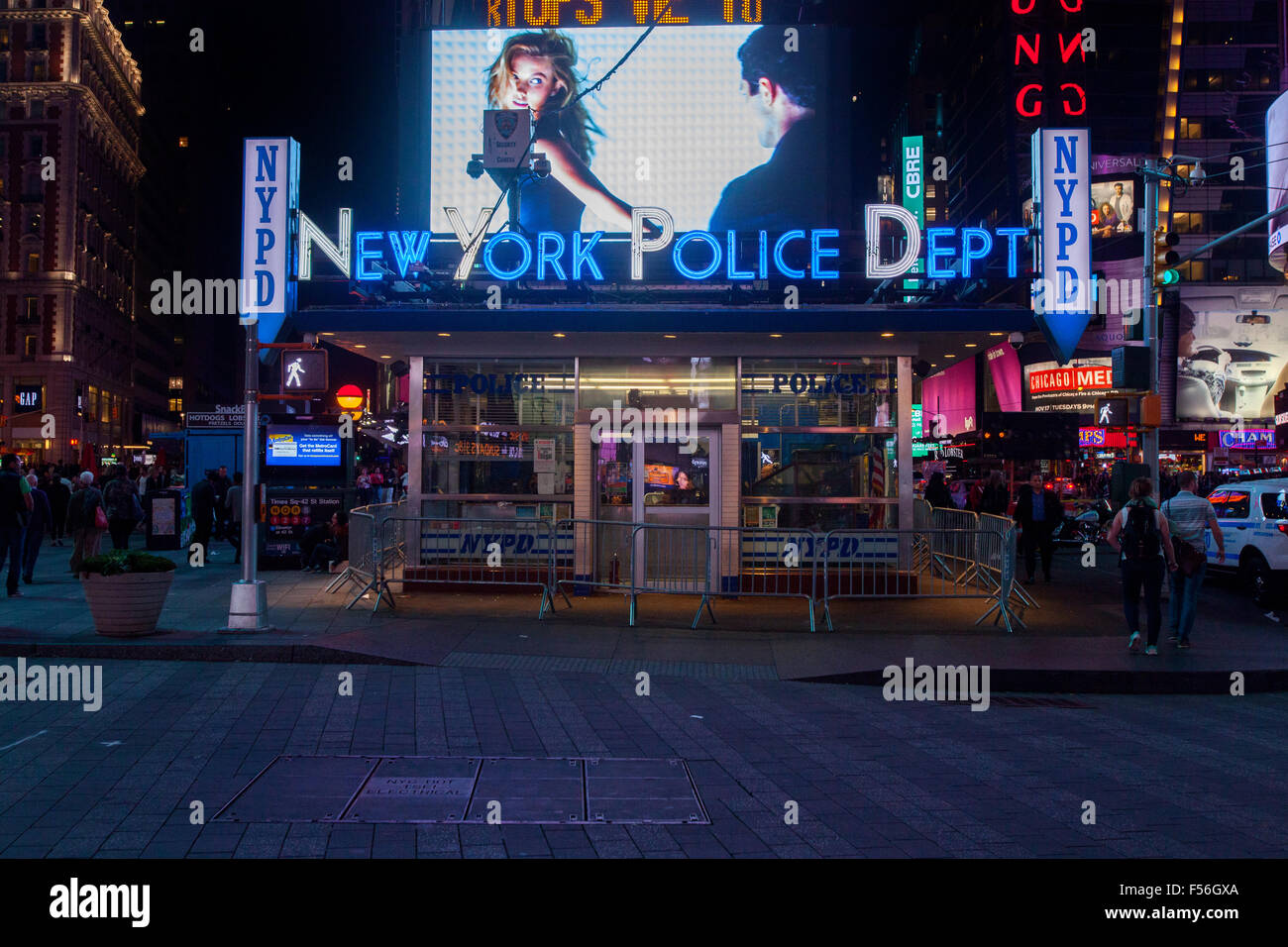 New York police department NYPD, Times Square at night, Midtown ...