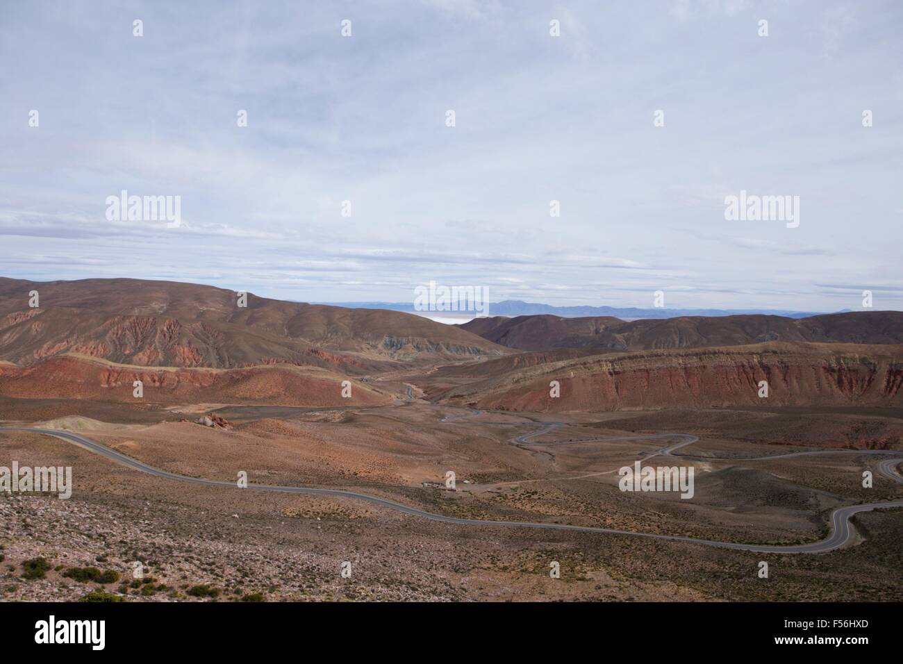 View on the Salinas Grandes from the Humahuaca mountains 4.000 meters ...