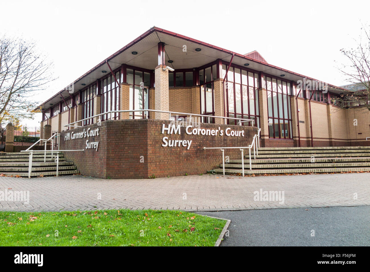 Entrance to HM Coroner's Court, Surrey, in Woking, south-east England ...