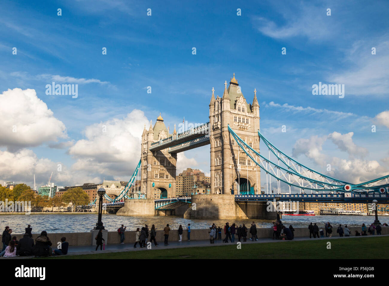 The iconic landmark, Tower Bridge over the River Thames, City of London ...