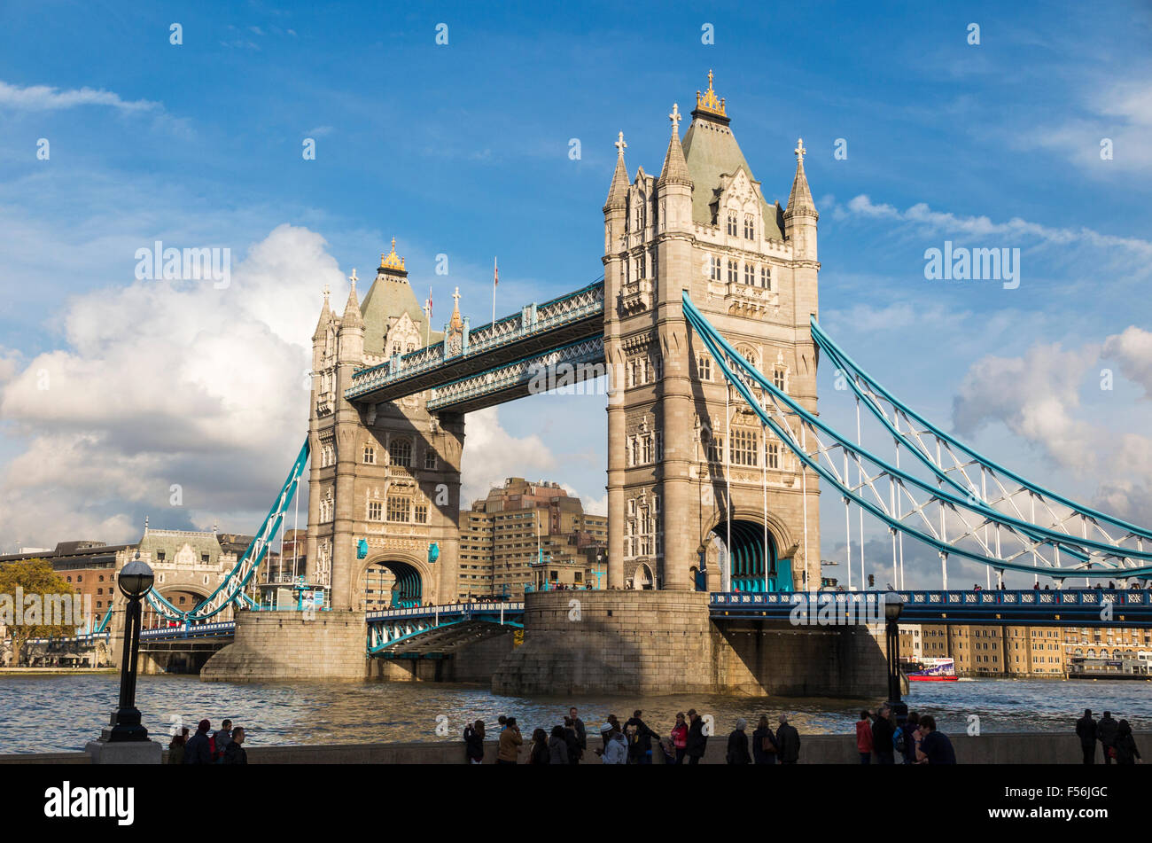 The iconic landmark, Tower Bridge over the River Thames, City of London ...