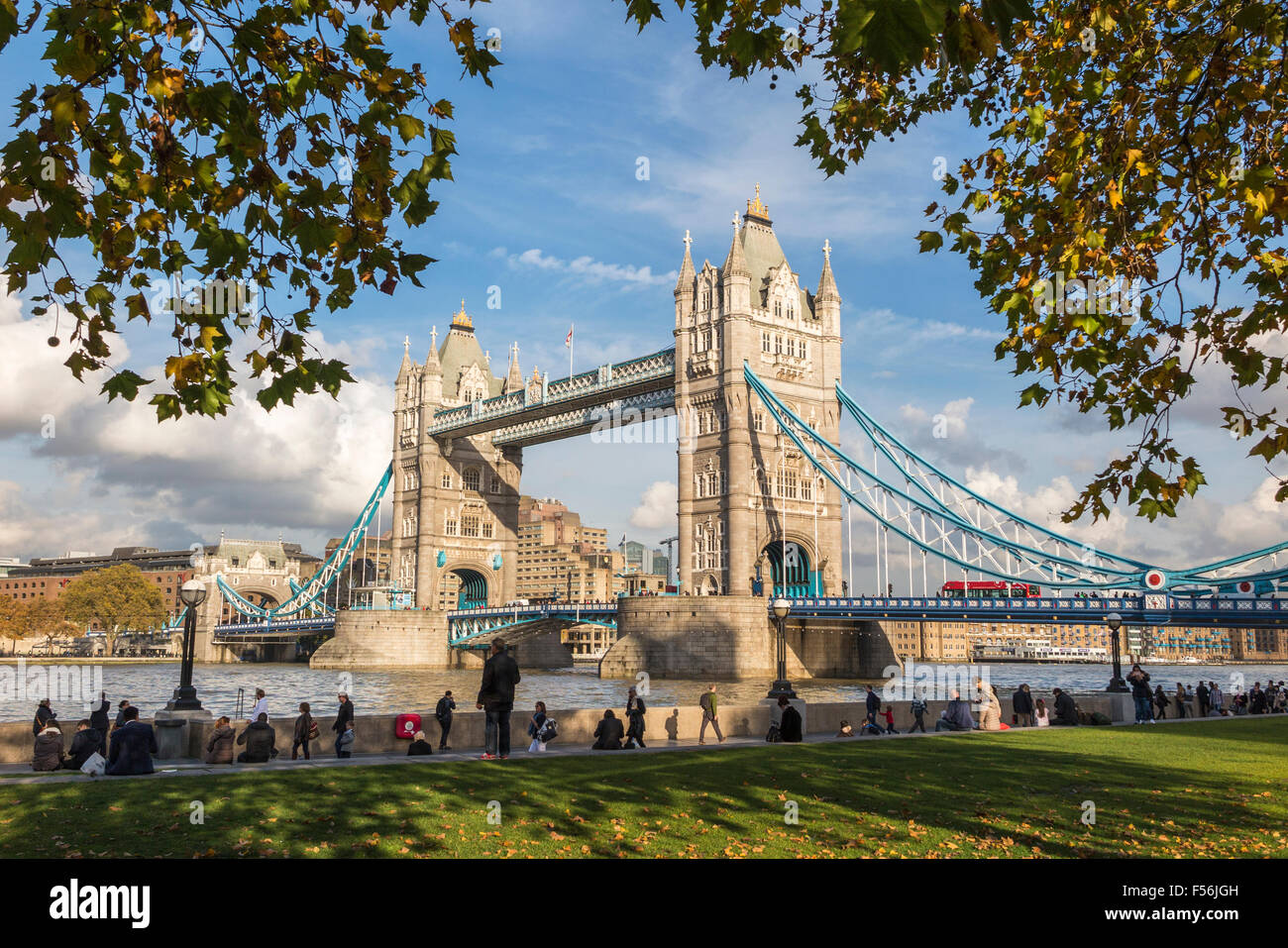 The iconic landmark, Tower Bridge over the River Thames, City of London ...