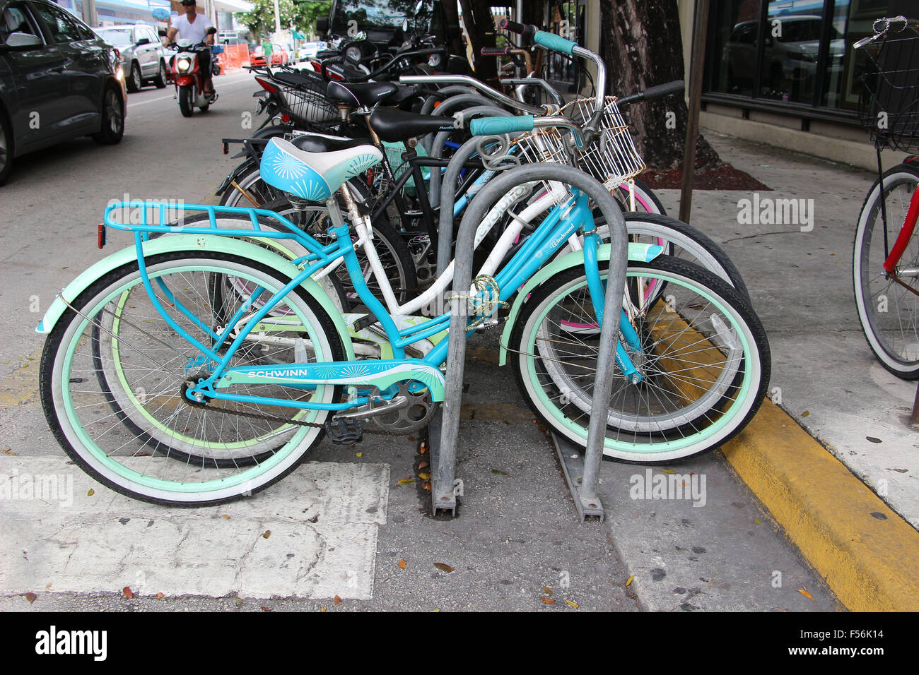 Bikes on a street in Key West Florida Stock Photo - Alamy