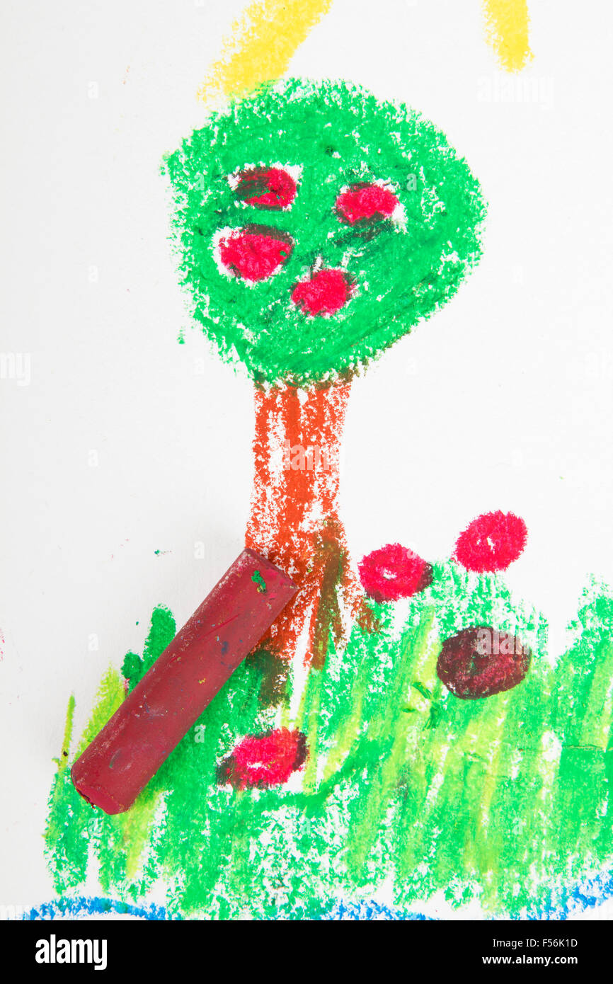 Colorful Drawing Apple Tree High Resolution Stock Photography and ...