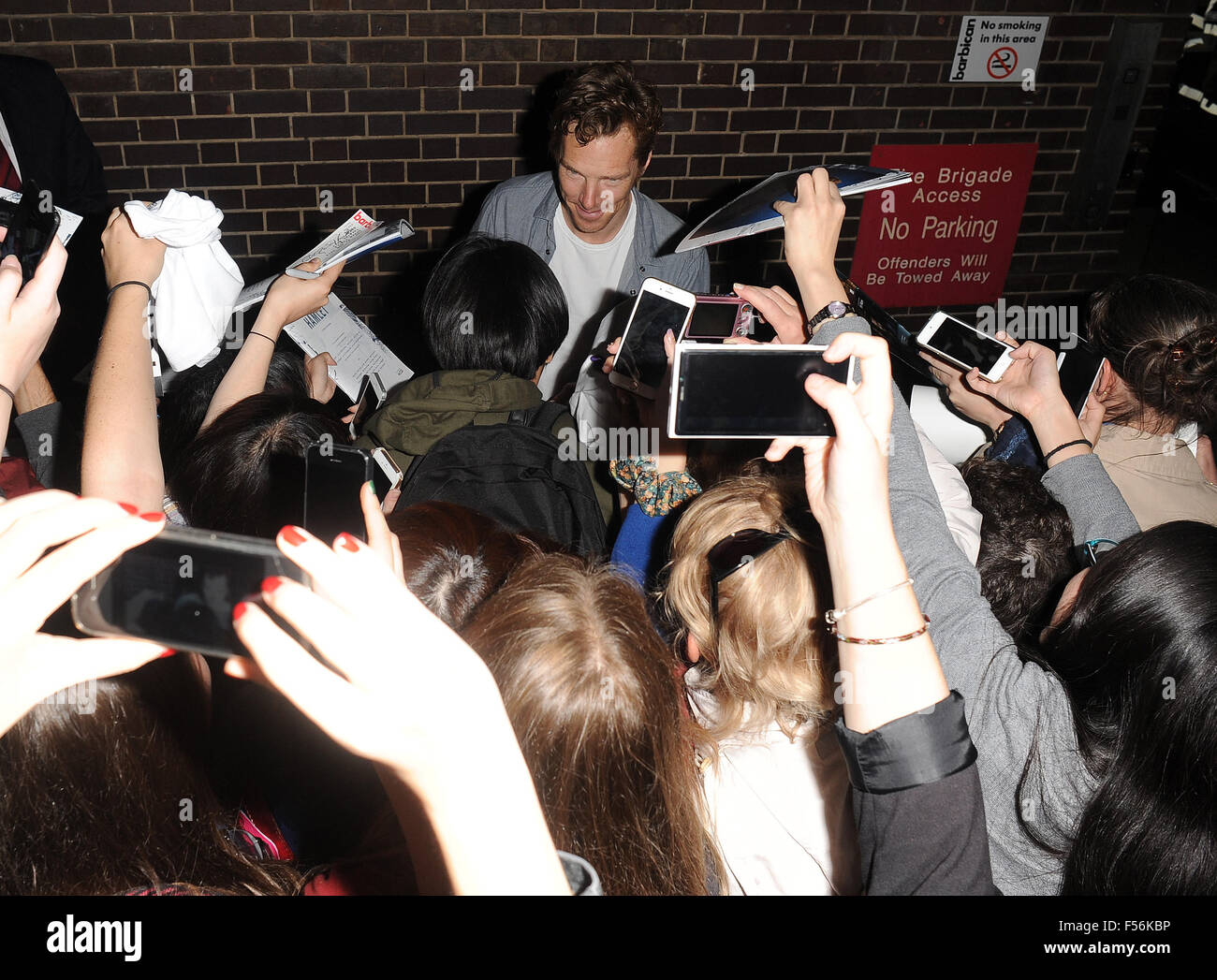 Benedict Cumberbatch is greeted by a huge mob of screaming fans, as he ...