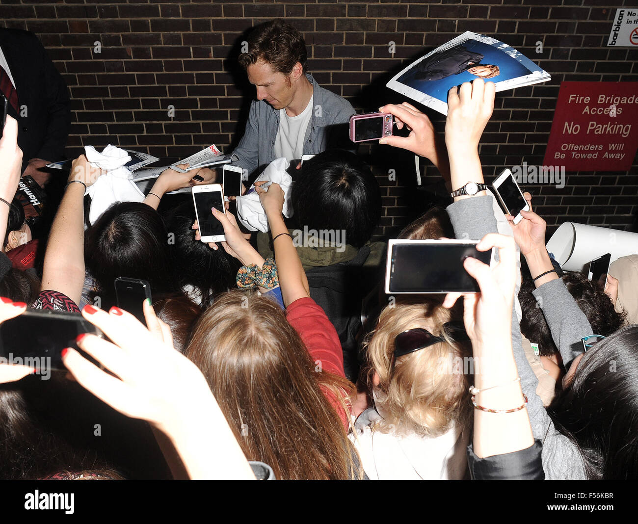 Benedict Cumberbatch is greeted by a huge mob of screaming fans, as he ...
