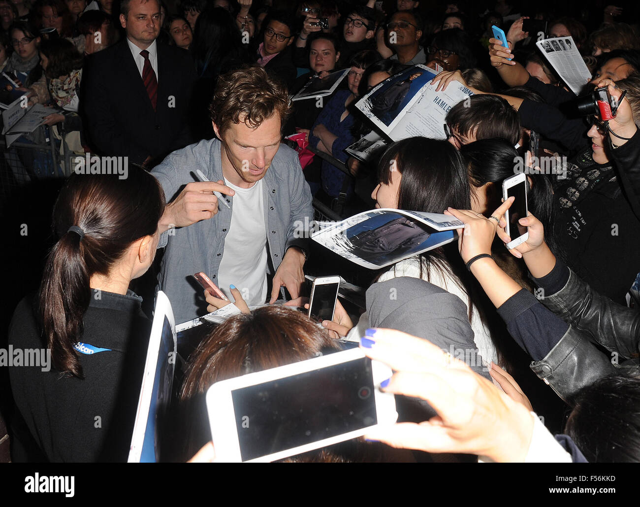 Benedict Cumberbatch is greeted by a huge mob of screaming fans, as he ...