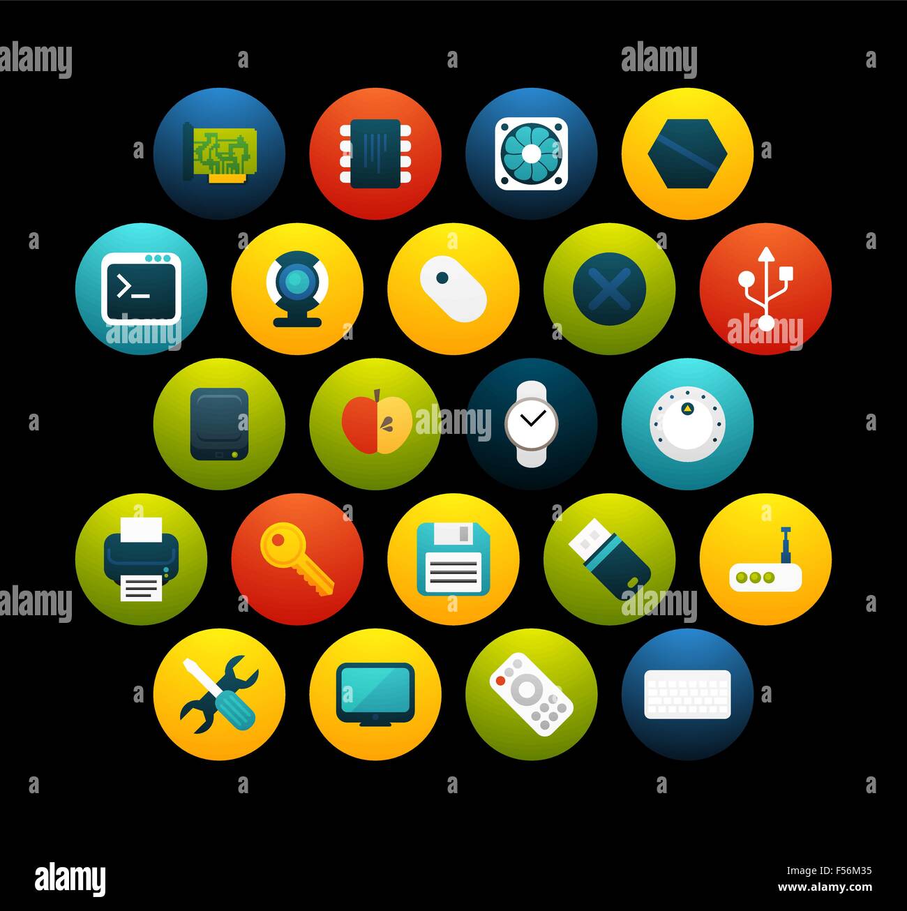 Flat icons set 13 Stock Vector Image & Art - Alamy