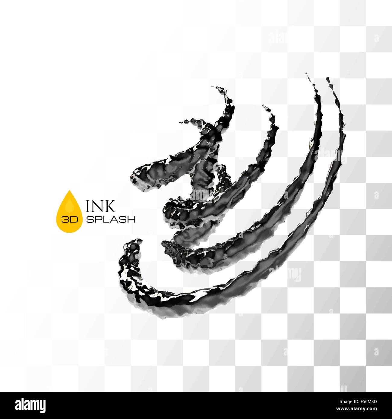 Black 3D ink or oil splash isolated on white Stock Vector Image & Art ...