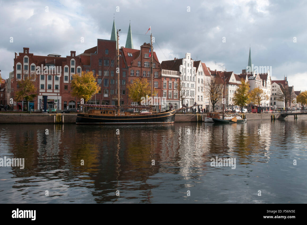 Medieval merchants' townhouses along the Untertrave, city moat of the ...