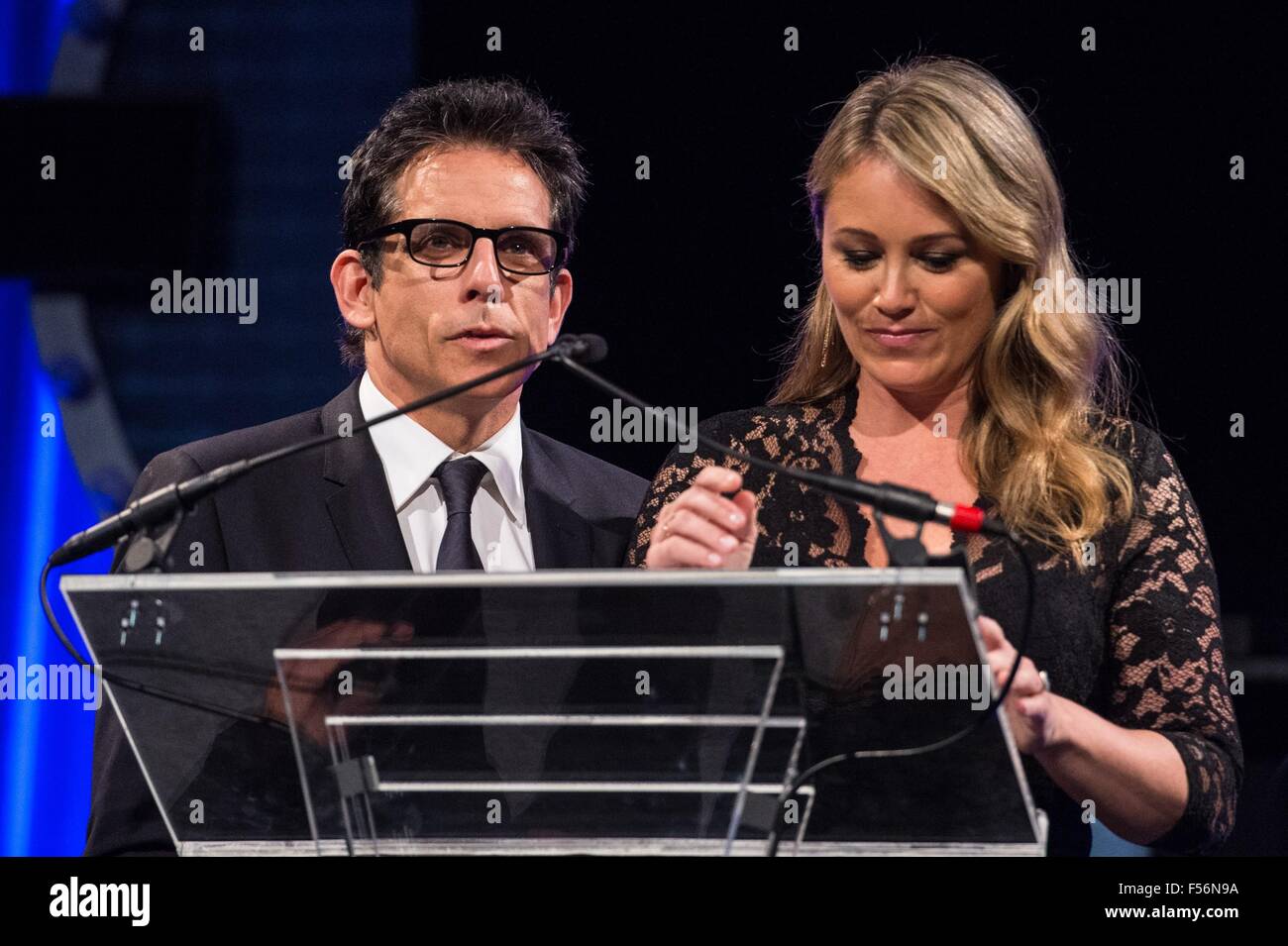 New York, NY, USA. 28th Oct, 2015. Ben Stiller, Christine Taylor ...
