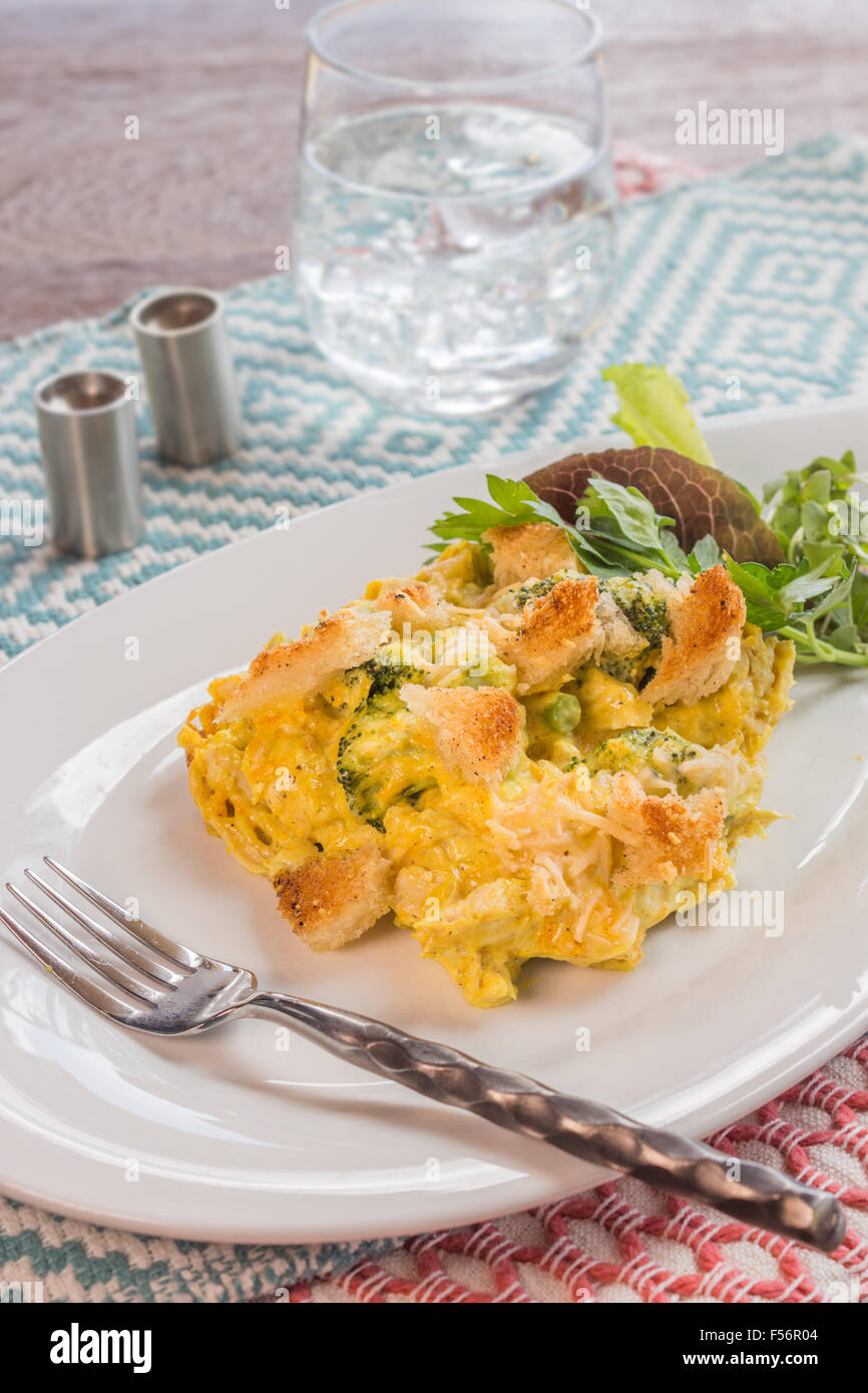 Chicken casserole made with with broccoli, curry and mornay sauce Stock ...