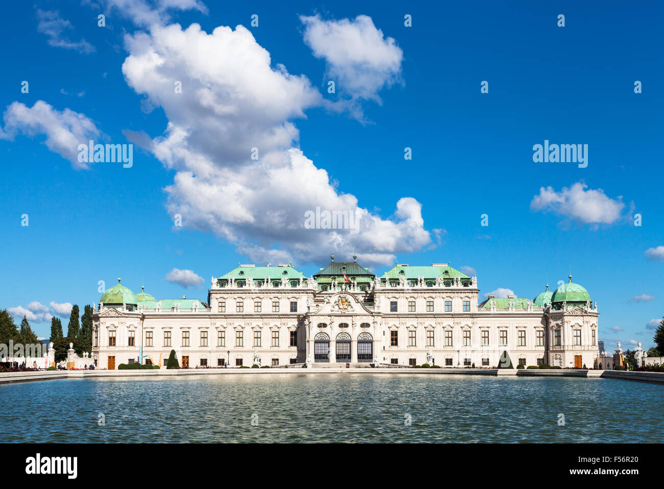 travel to Vienna city - blue sky with cloud over Upper Belvedere Palace ...