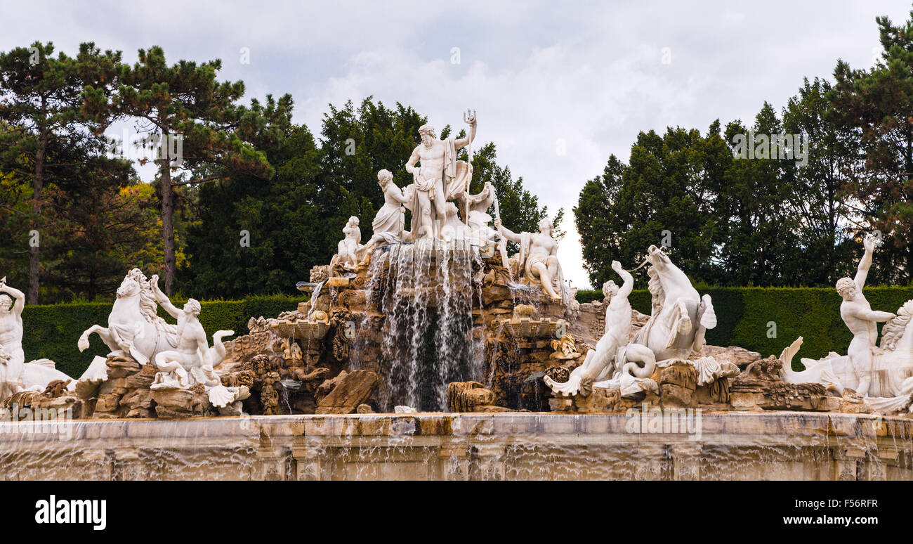 travel to Vienna city - Neptune Fountain in Schonbrunn Palace garden ...