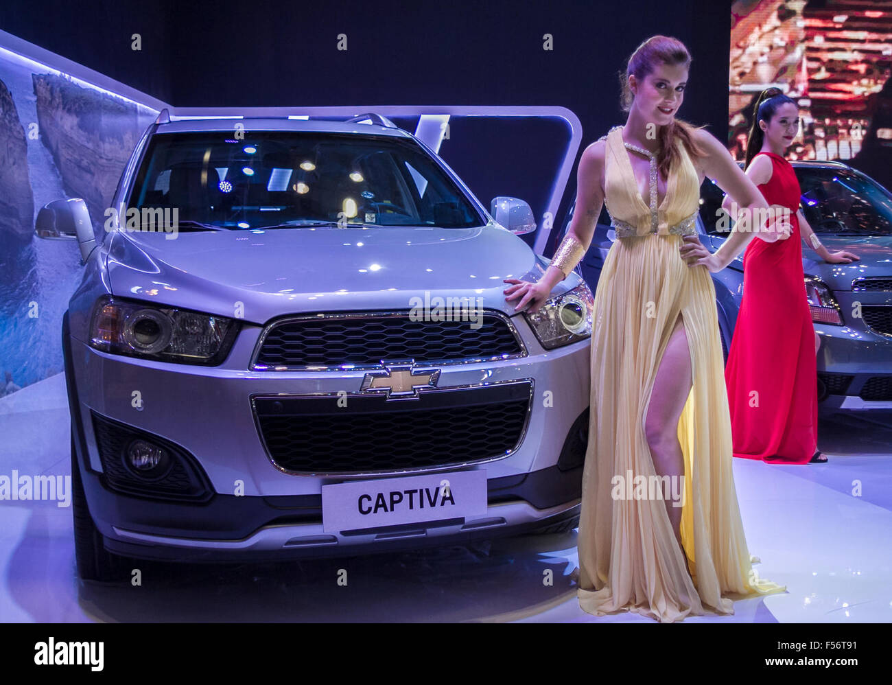 Ho Chi Minh City, Vietnam. 28th Oct, 2015. A model presents a Chevrolet ...
