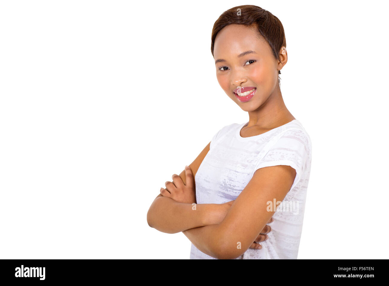 beautiful African American woman with arms folded Stock Photo - Alamy