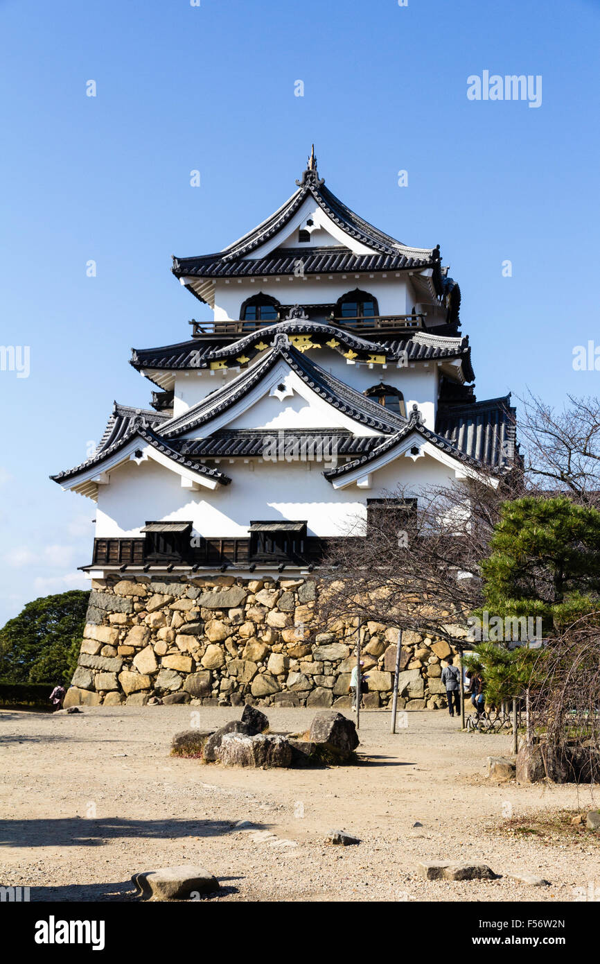 The borogata style tenshu, keep on stone base at Hikone castle ...