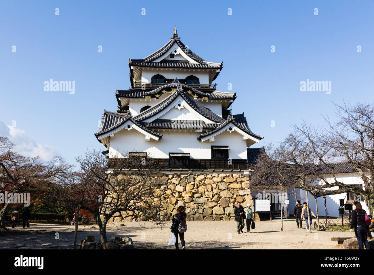 The borogata style tenshu, keep on stone base at Hikone castle ...