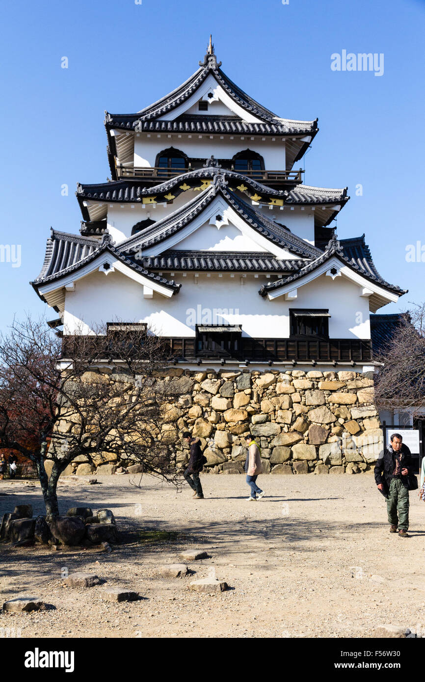 The borogata style tenshu, keep on stone base at Hikone castle ...