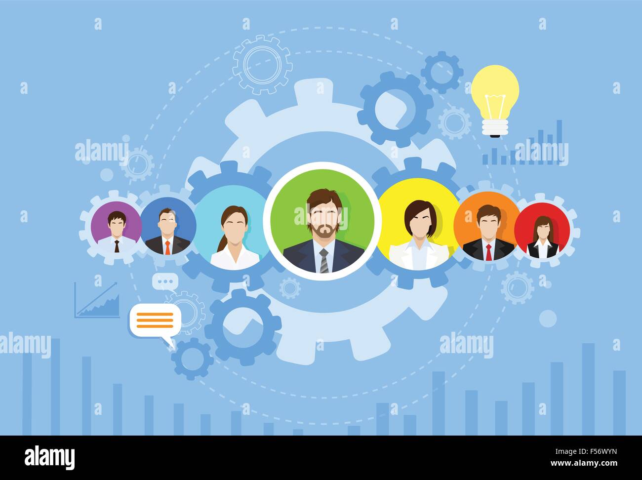 Business People Group Icon Cog Wheel Banner Concept Teamwork ...
