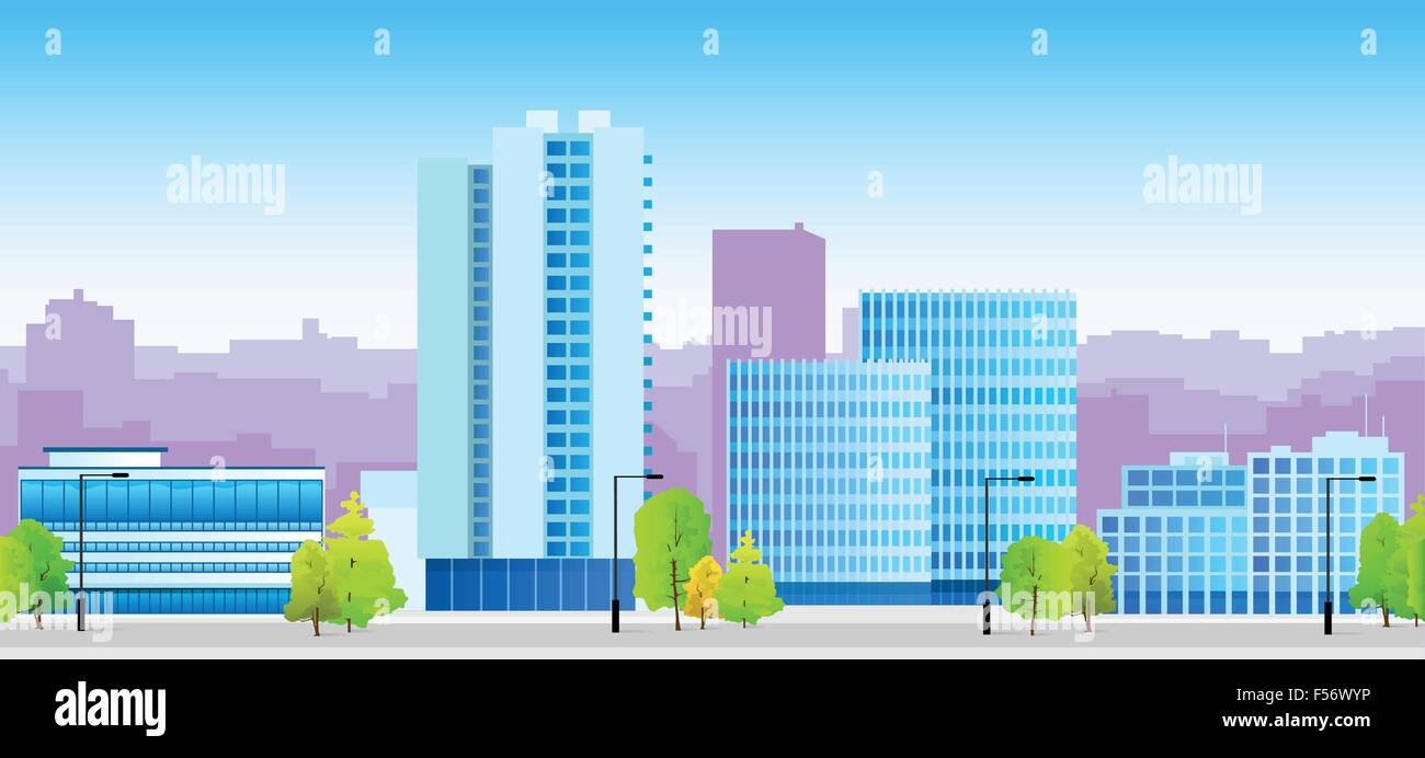 City Skylines Blue Illustration Architecture Stock Vector Image & Art ...