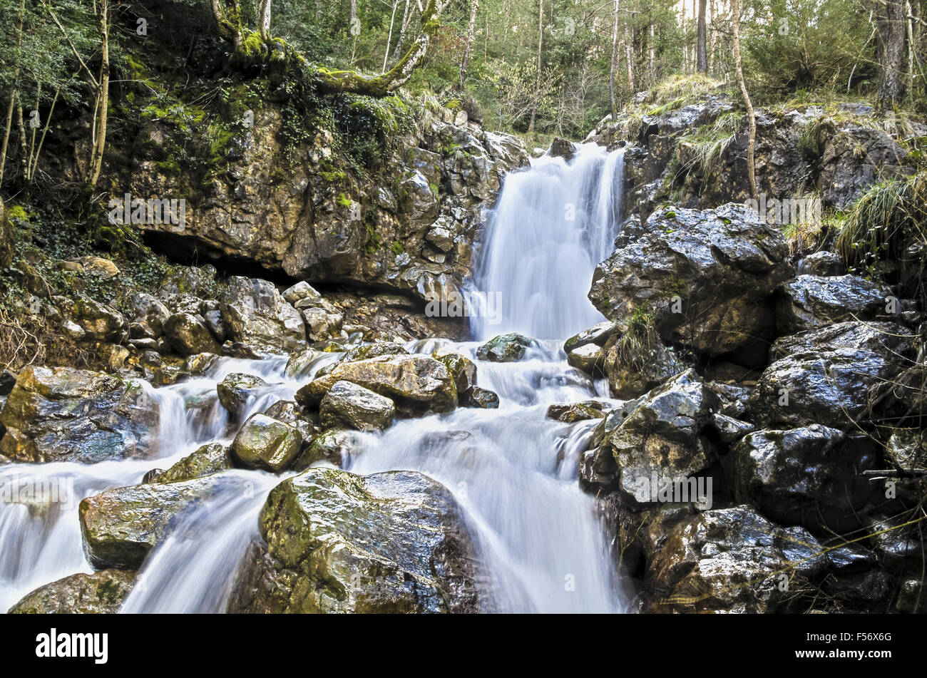 Very beautiful waterfall in the Navarra's mountain in Spain Stock Photo ...
