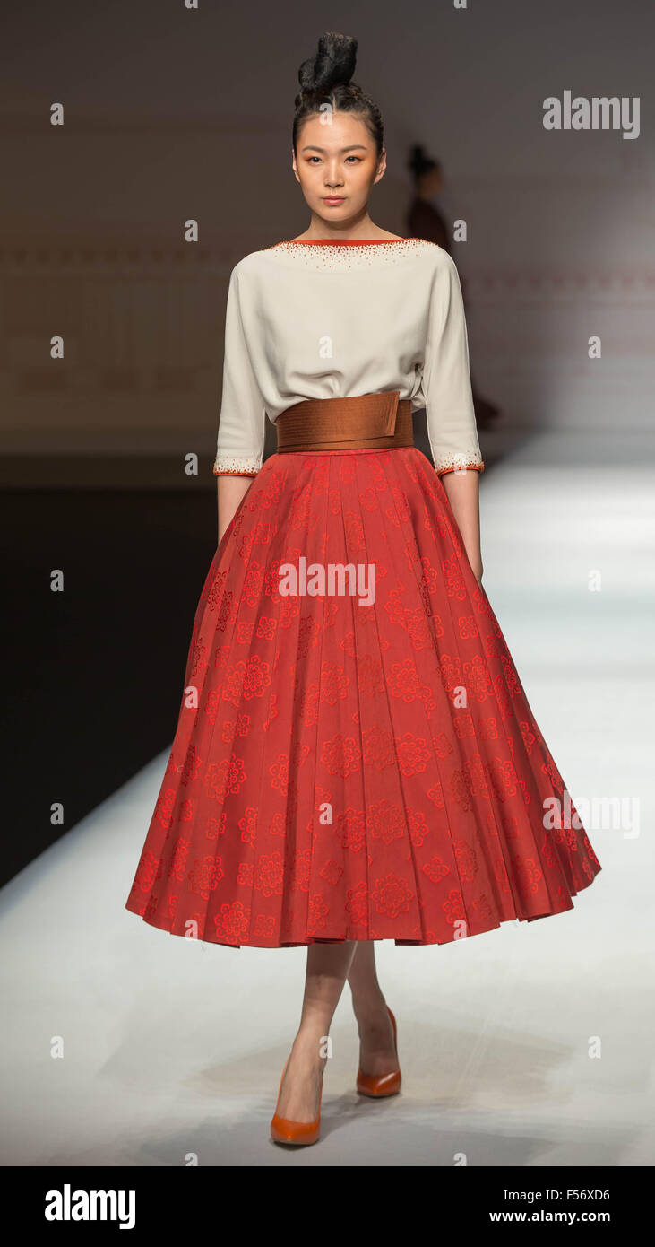 Beijing, China. 28th Oct, 2015. A model presents a creation designed by ...