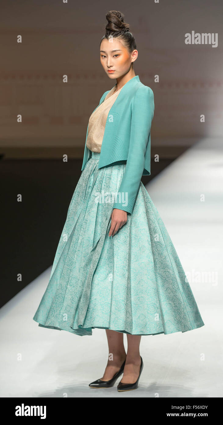 Beijing, China. 28th Oct, 2015. A model presents a creation designed by ...