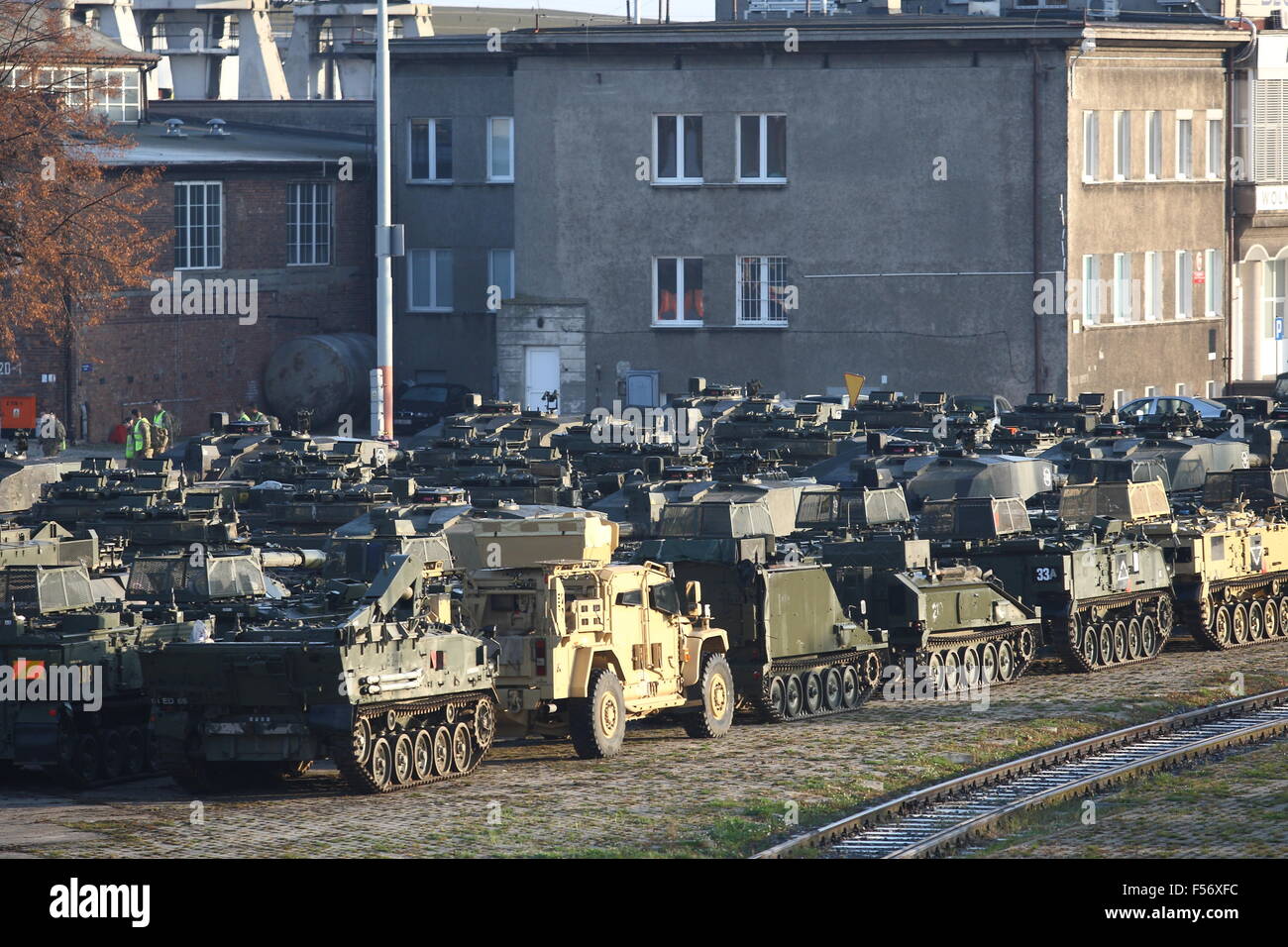 Gdansk , Poland 28th, Oct. 2015 Hundreds of British military equipment ...