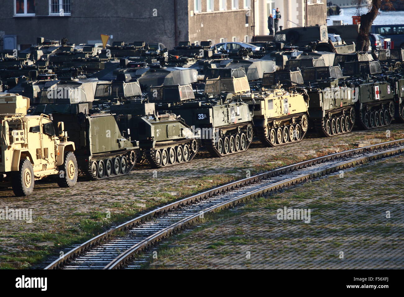 Gdansk , Poland 28th, Oct. 2015 Hundreds of British military equipment ...