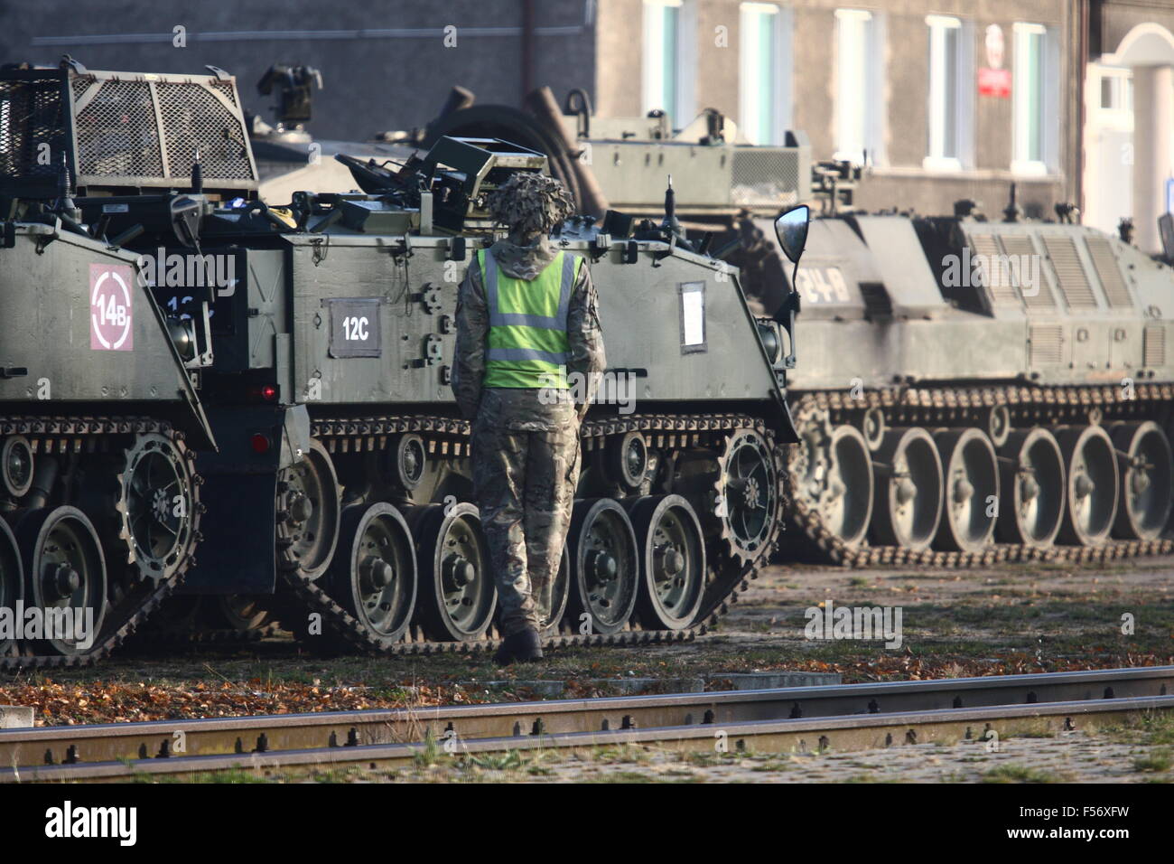Gdansk , Poland 28th, Oct. 2015 Hundreds of British military equipment ...