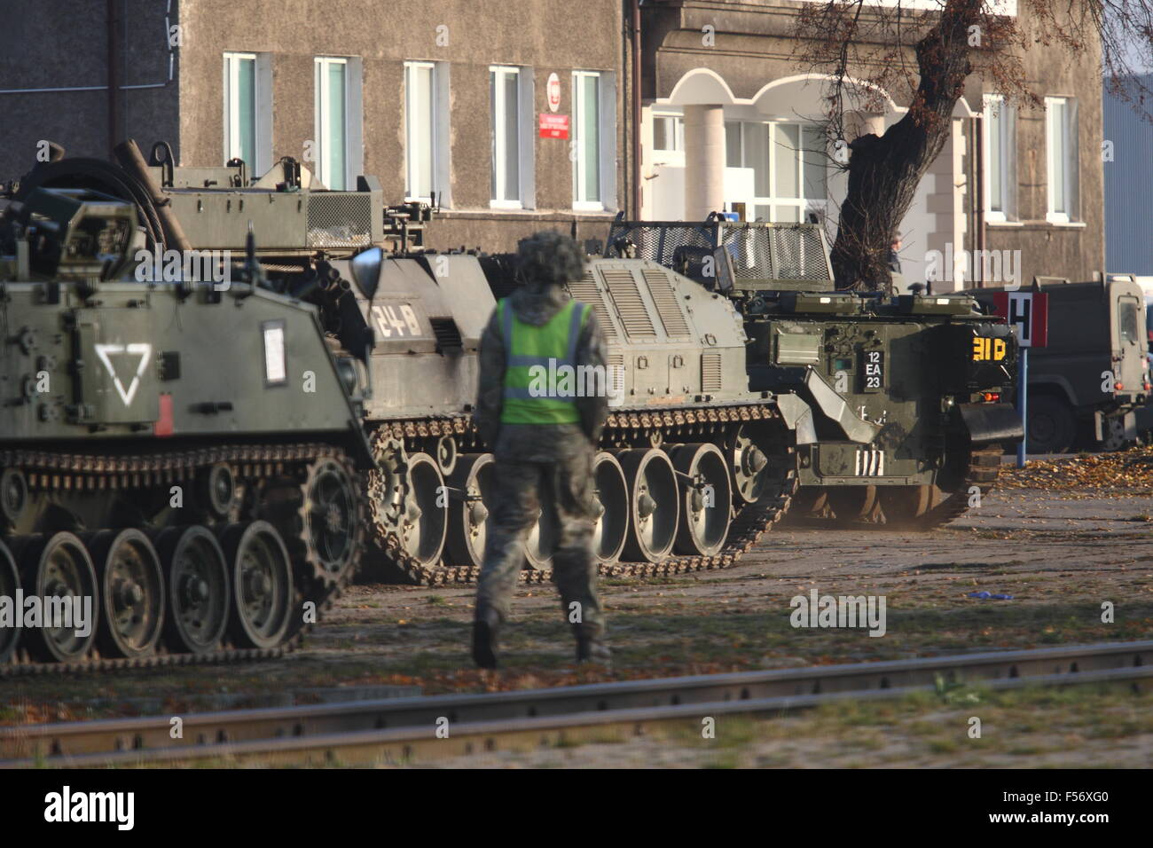 Gdansk , Poland 28th, Oct. 2015 Hundreds of British military equipment ...