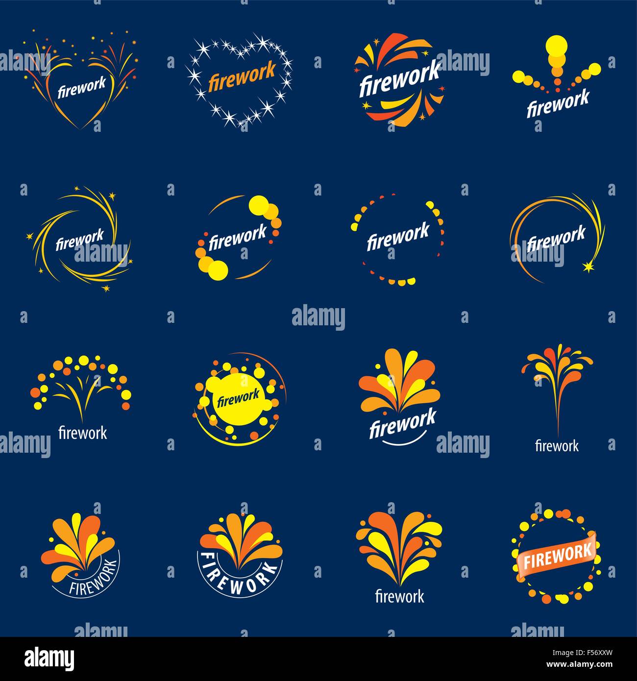 set of vector logos for fireworks Stock Vector Image & Art - Alamy
