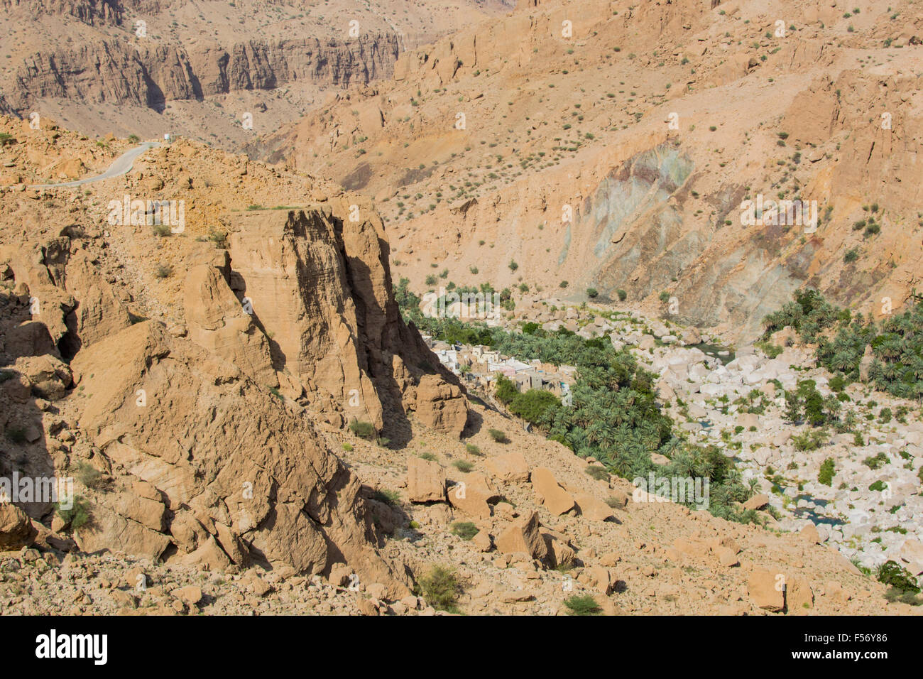 Village in Wadi Tiwi Stock Photo - Alamy
