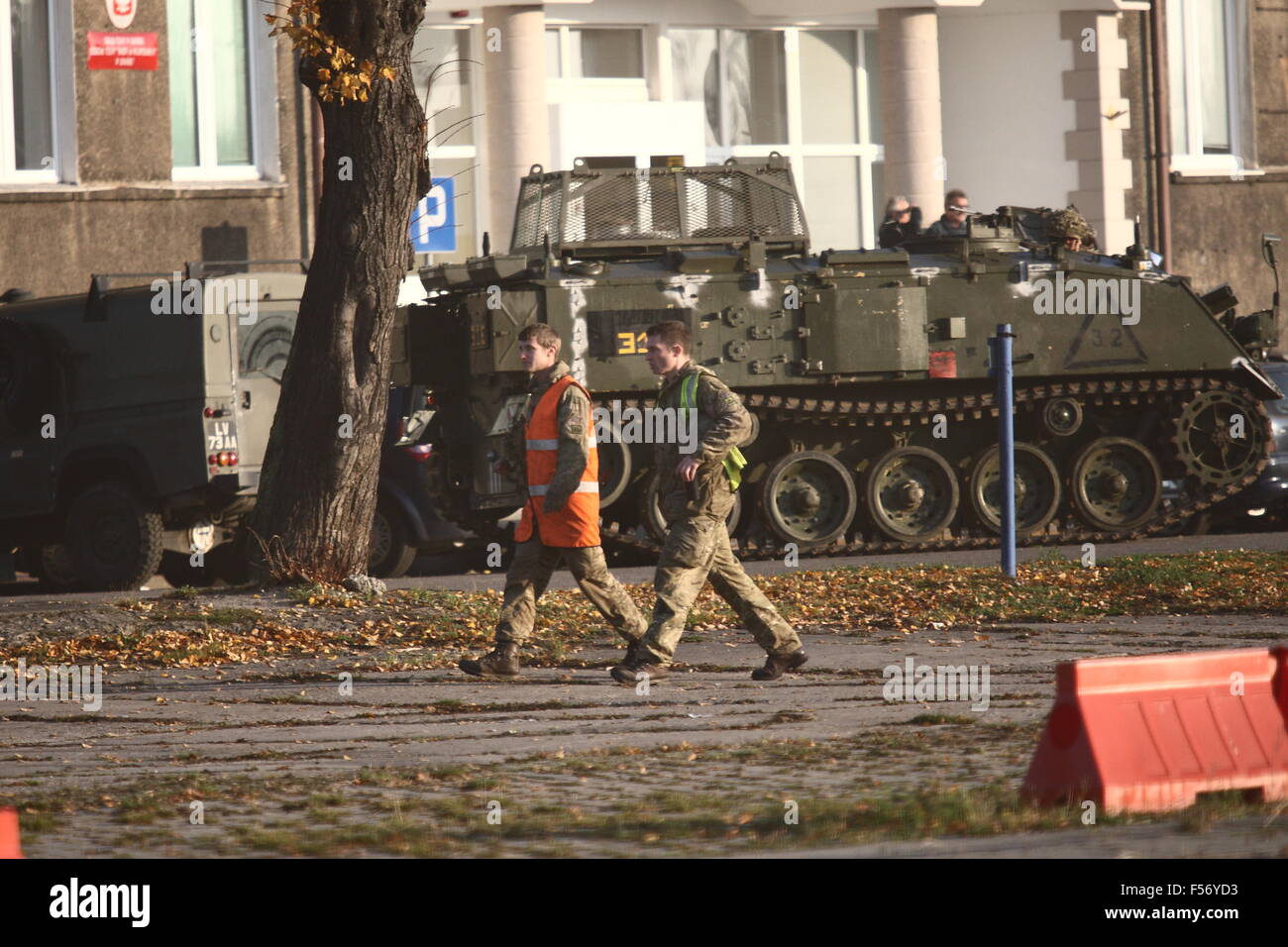 Gdansk , Poland 28th, Oct. 2015 Hundreds of British military equipment ...