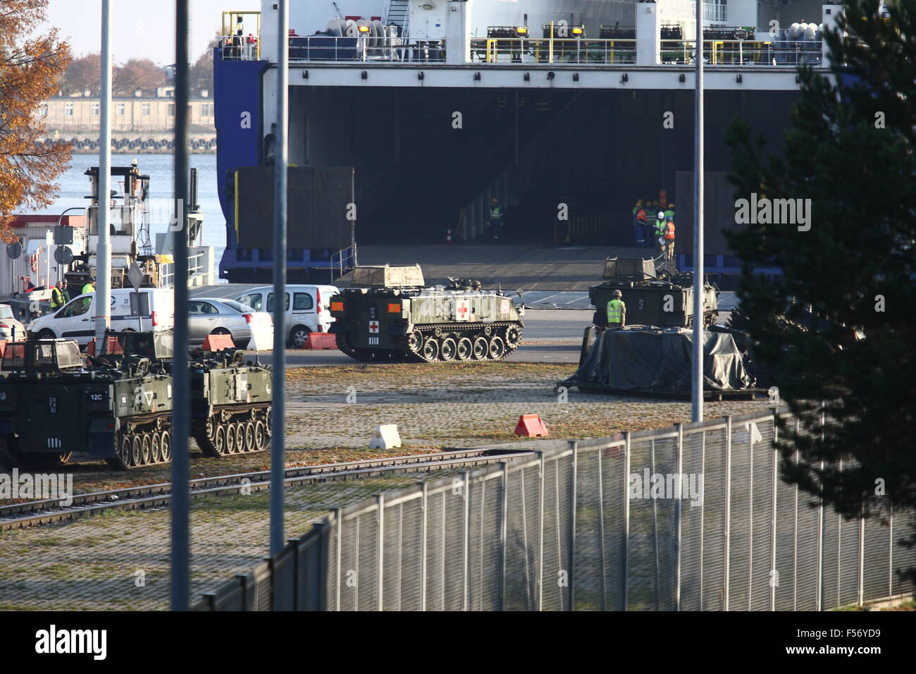 Gdansk , Poland 28th, Oct. 2015 Hundreds of British military equipment ...