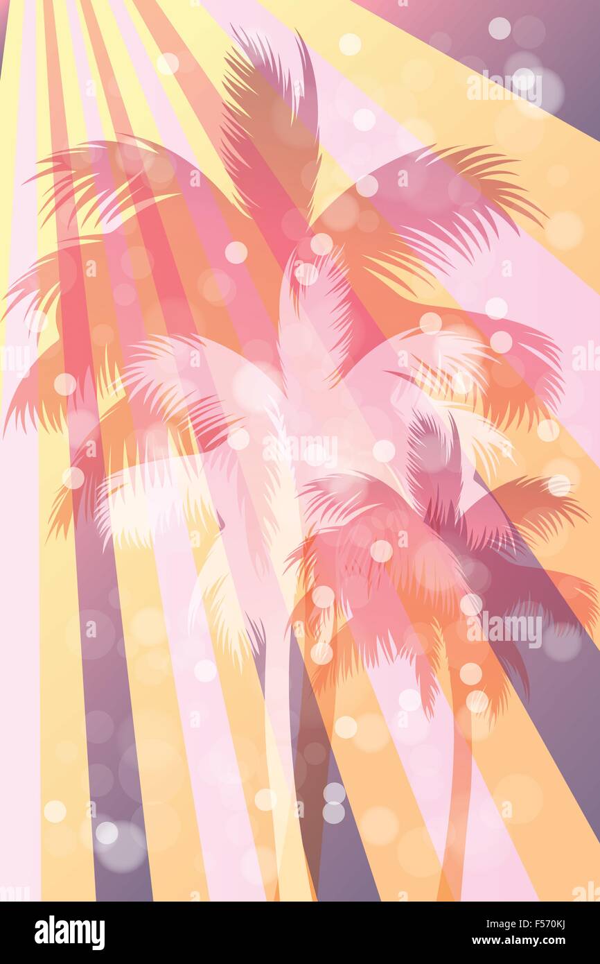 Abstract retro beach background with palms in rainbow colors - eps10 ...
