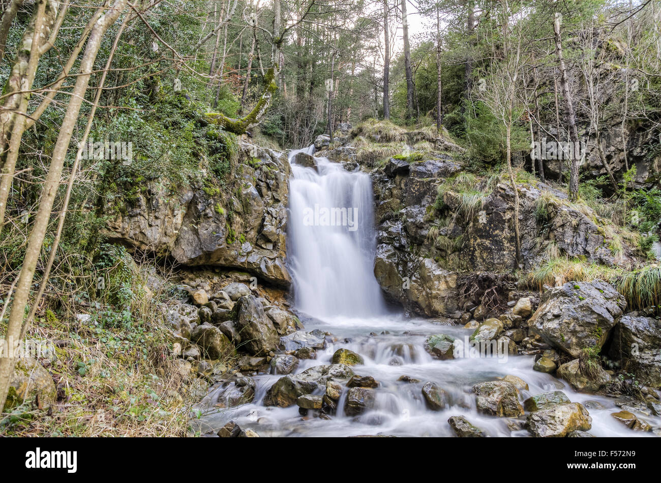 Very beautiful waterfall in the Navarra's mountain in Spain Stock Photo ...