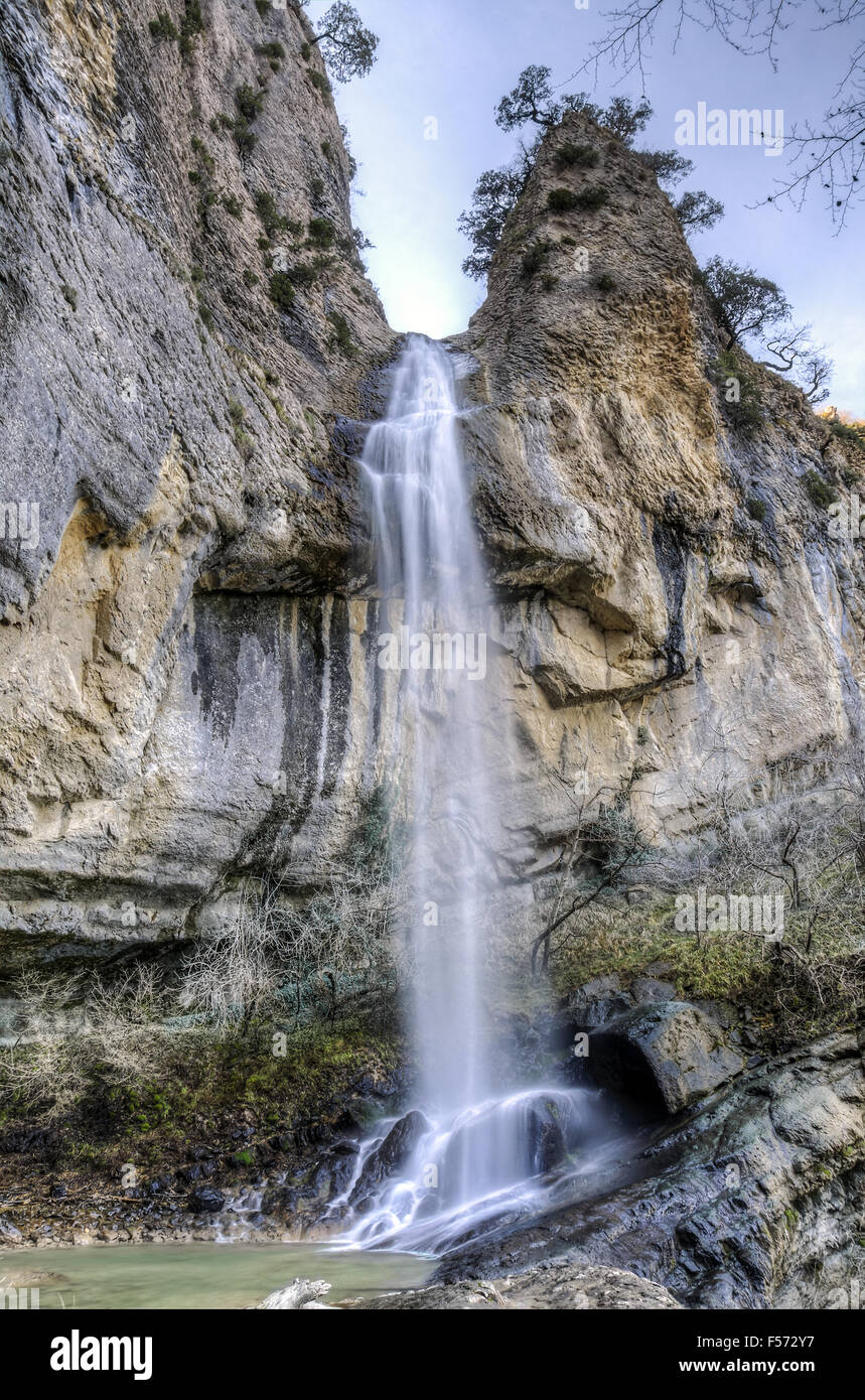 Very beautiful waterfall in the Navarra's mountain in Spain Stock Photo ...