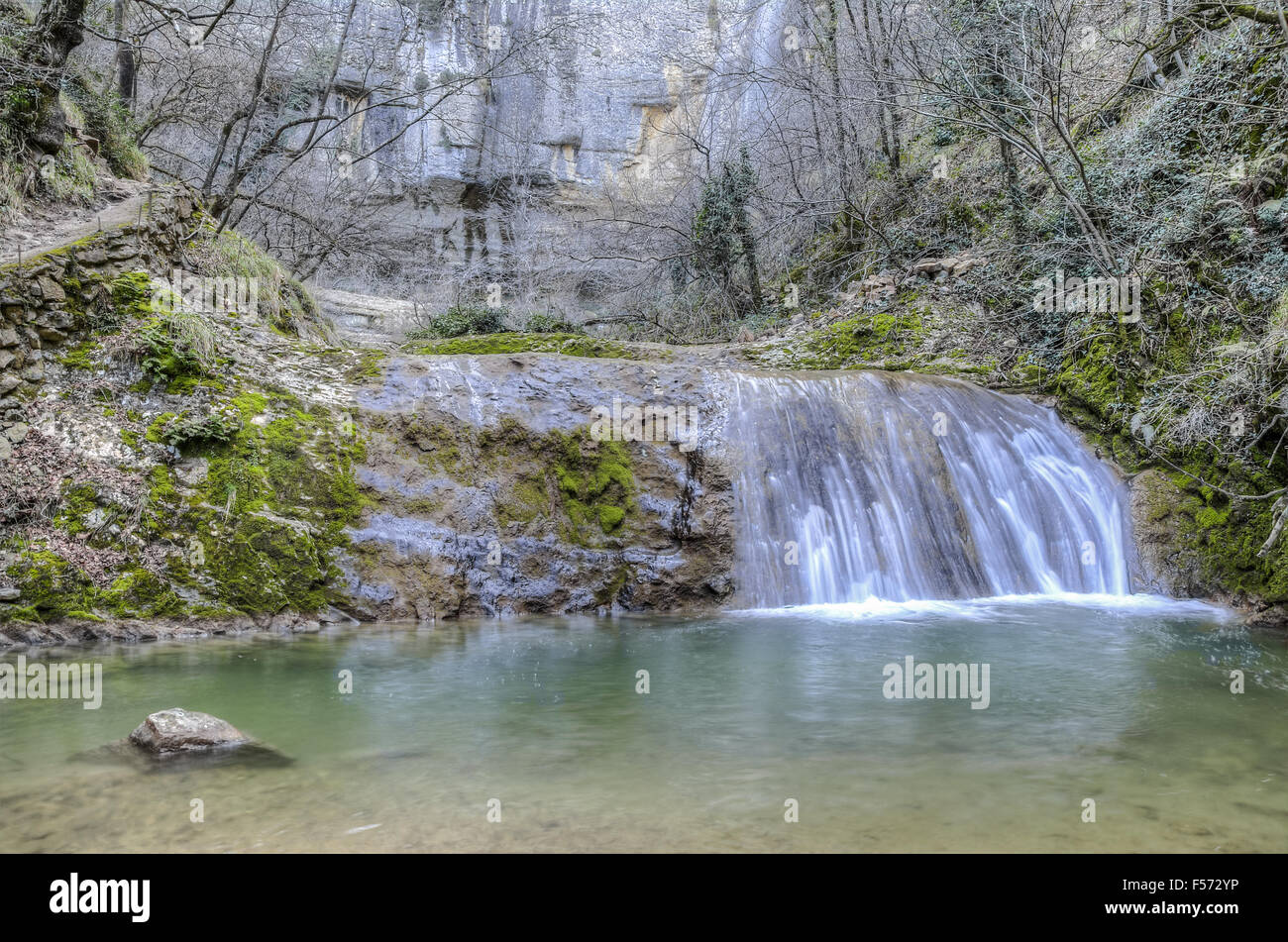 Very beautiful waterfall in the Navarra's mountain in Spain Stock Photo ...
