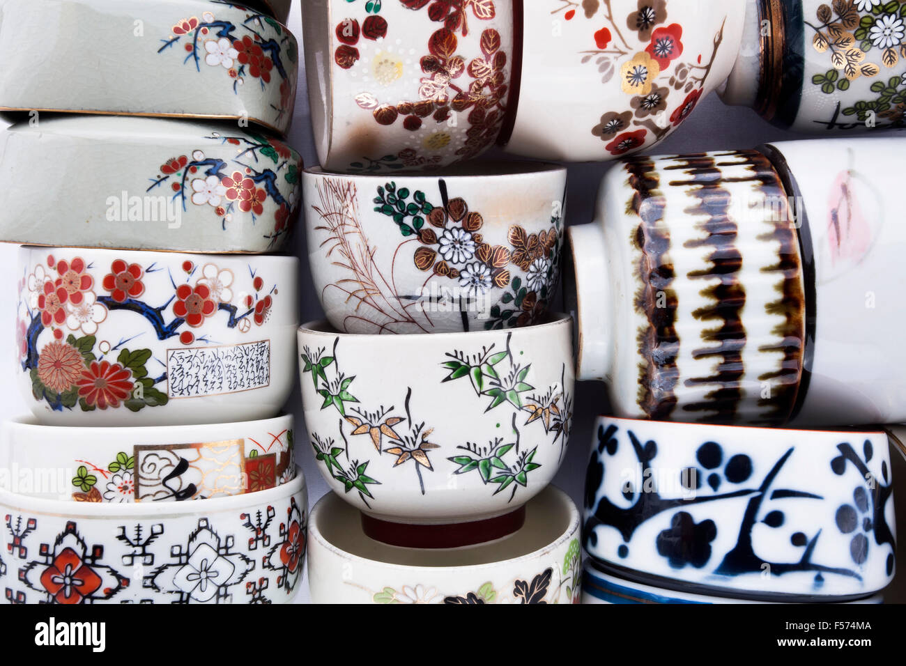 Collection of traditional Japanese pottery Stock Photo - Alamy