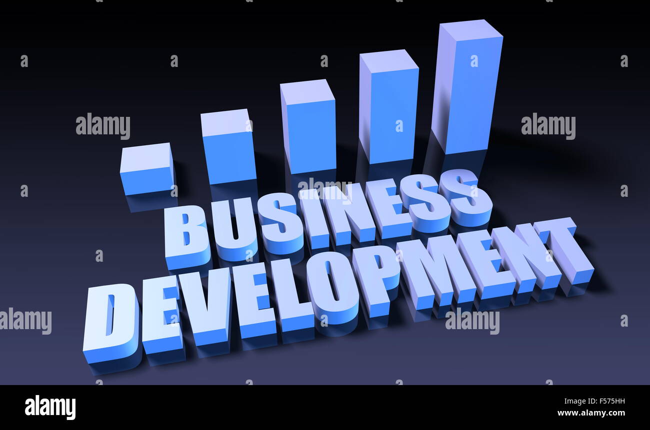 Business development graph chart in 3d on blue and black Stock Photo ...